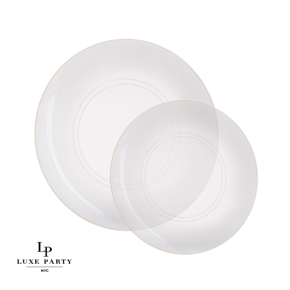 Luxe Party Round Clear Gold Plastic Dinner Plates – Lee's Paperie